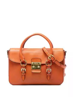 Miu Miu 2010-2026 Goatskin Madras Flap Satchel - Orange