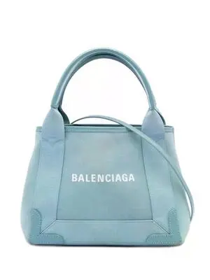Balenciaga 2021 Canvas Navy Cabas Xs Satchel - Blue