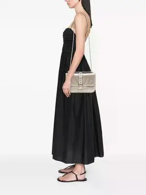 Valentino Garavani 2018-2026 Medium Metallic Leather Rockstud Glam Lock Crossbody Bag - Gold