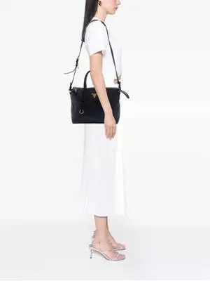 Prada 2010-2026 Vitello Daino Zip Top Satchel - Black
