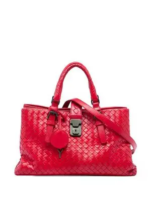 Bottega Veneta 2012-2026 Small Nappa Intrecciato Roma Satchel - Red