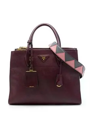 Prada 2013-2026 Saffiano Greche Paradigme Bag Satchel - Red
