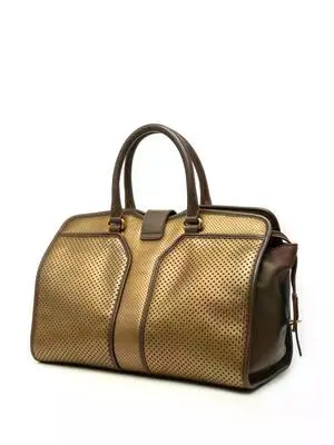 Saint Laurent Medium Perforated Metallic Leather Cabas Chyc Tote Bag