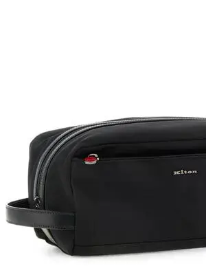 Kiton Logo-plaque Leather-trim Wash Bag