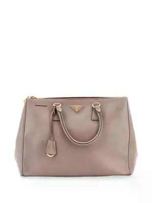 Prada Double Zip Lux Saffiano Leather Large Tote Bag - Grey