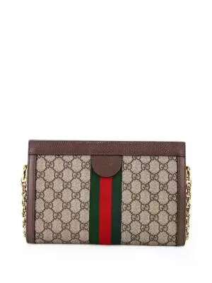 Gucci Ophidia Chain Shoulder Bag Gg Coated Canvas - Brown