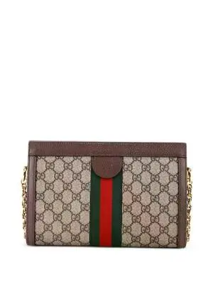 Gucci Ophidia Chain Shoulder Bag Gg Coated Canvas - Brown