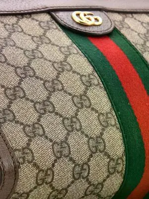 Gucci Ophidia Chain Shoulder Bag Gg Coated Canvas - Brown