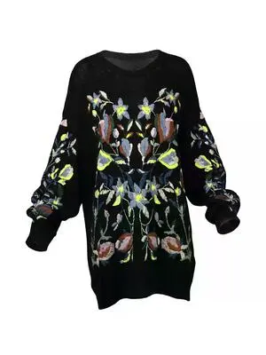 Valentino Garavani Floral-embroidered Sweater - Black