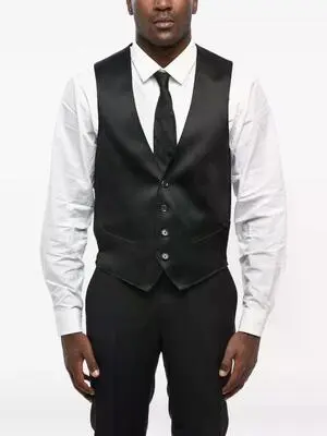 Corneliani Satin Welt-pocket Waistcoat - Black