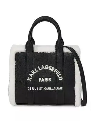 Karl Lagerfeld Mini Rue St-guillaume Shearling Square Tote Bag - Black