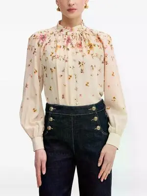 Luisa Spagnoli Bria Floral-print Silk Blouse - Neutrals