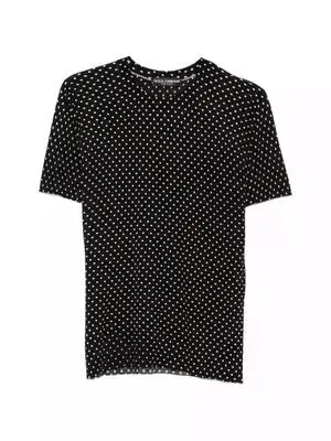 Dolce & Gabbana 2000s Polka-dot Silk T-shirt - Black
