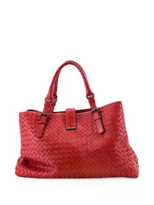 Bottega Veneta Roma Bag Intrecciato Nappa Medium Tote Bag - Red