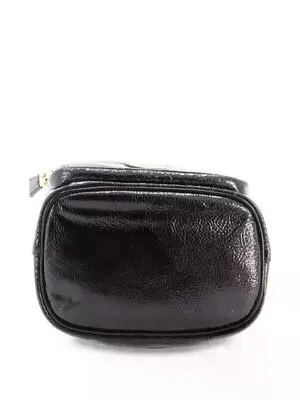 Prada Patent Drawstring Pocket Small Bucket Bag - Black