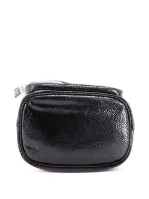 Prada Drawstring Pocket Patent Small Bucket Bag - Black