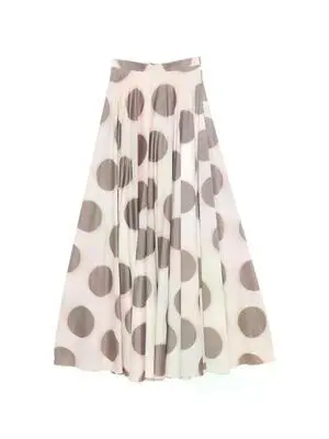 Camilla Polka-dot Pleated Maxi Skirt - Pink