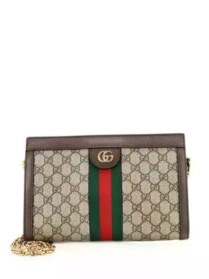 Gucci Ophidia Chain Shoulder Bag Gg Coated Canvas Small Crossbody Bag - Brown