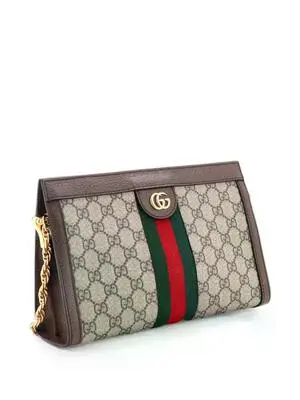 Gucci Ophidia Chain Shoulder Bag Gg Coated Canvas Small Crossbody Bag - Brown