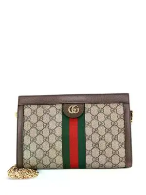 Gucci Ophidia Chain Shoulder Bag Gg Coated Canvas Small Crossbody Bag - Brown