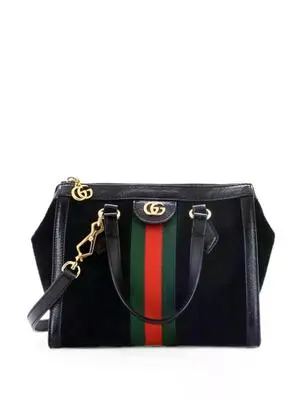 Gucci Ophidia Top Handle Tote Suede Small Satchel - Black