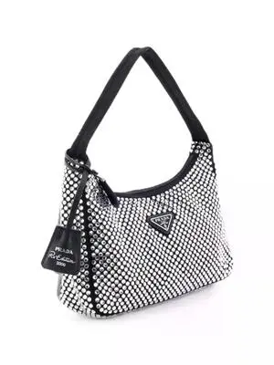 Prada Re-edition 2000 Crystal Embellished Mini Hobo Bag