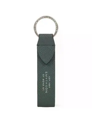 Smythson Panama Leather Keyring - Green