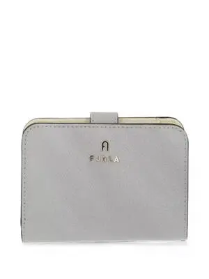 Furla Logo-plaque Pebbled-leather Wallet - Grey