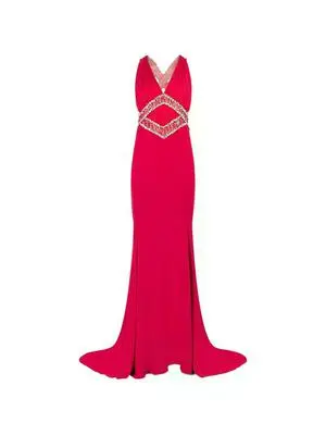 Roberto Cavalli Rhinestone Embellished Sleeveless Gown - Pink