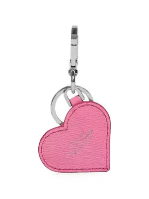 Smythson Panama-leather Heart Keyring - Pink