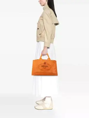 Prada 2000-2026 Large Canvas Canapa Logo Tote Satchel