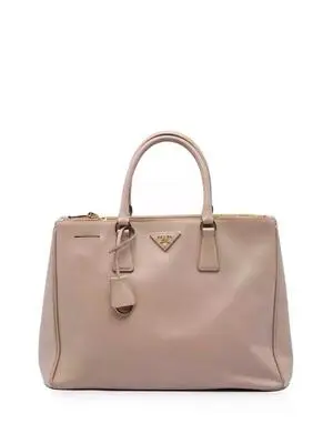 Prada 2010-2026 Large Saffiano Lux Galleria Double Zip Tote Bag - Brown