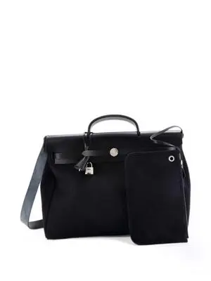 Hermès Herbag Zip Leather And Toile 39 Satchel