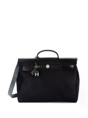Hermès Herbag Zip Leather And Toile 39 Satchel - Black