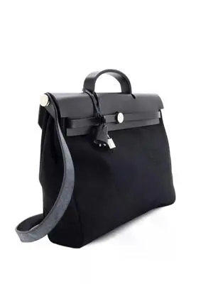 Hermès Herbag Zip Leather And Toile 39 Satchel - Black