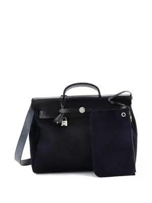 Hermès Herbag Zip Leather And Toile 39 Satchel - Black