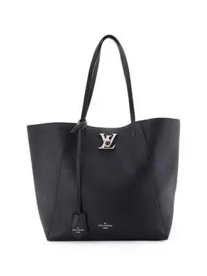 LOUIS VUITTON Lockme Cabas Leather Tote Bag - Black