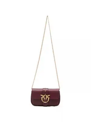 Pinko Small Love Birds Leather Shoulder Bag - Red