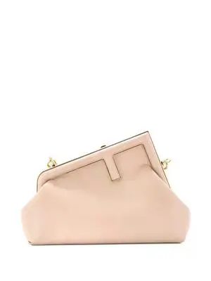 Fendi Fendi First Bag Leather Small Clutch Bag Neutrals