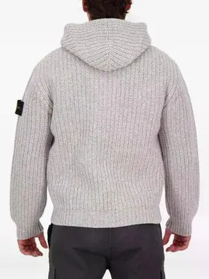 Stone Island Ribbed Knit Full Zip Hoodie