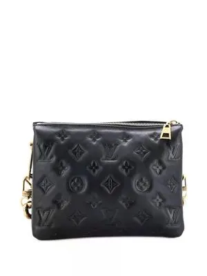 LOUIS VUITTON Monogram Embossed Lambskin Coussin Bb Crossbody Bag - Black