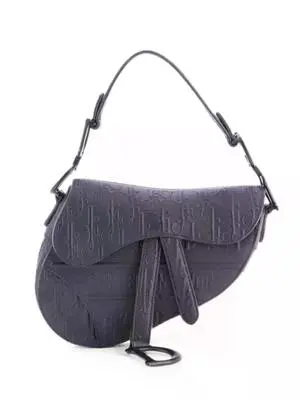 Dior Saddle Handbag Oblique Embossed Calfskin Mini Shoulder Bag - Black