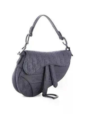 Dior Saddle Handbag Oblique Embossed Calfskin Mini Shoulder Bag - Black