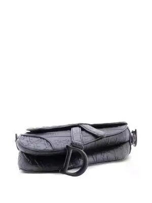 Dior Saddle Handbag Oblique Embossed Calfskin Mini Shoulder Bag - Black