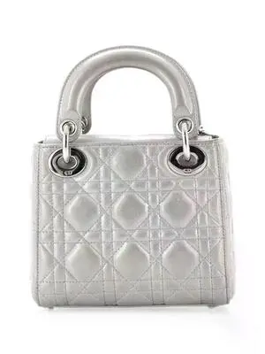 Dior Lady Chain Bag Cannage Quilt Iridescent Leather Mini Satchel - Silver