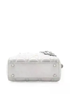 Dior Lady Chain Bag Cannage Quilt Iridescent Leather Mini Satchel - Silver