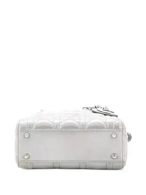 Dior Lady Chain Bag Cannage Quilt Iridescent Leather Mini Satchel - Silver