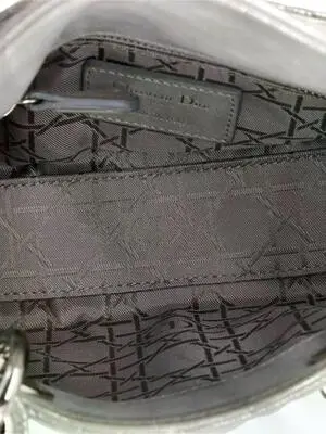 Dior Lady Chain Bag Cannage Quilt Iridescent Leather Mini Satchel - Silver