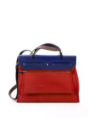 Hermès Herbag Zip Leather And Toile 31 Shoulder Bag - Blue
