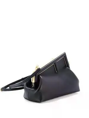 Fendi First Bag Leather Small Clutch Bag - Black